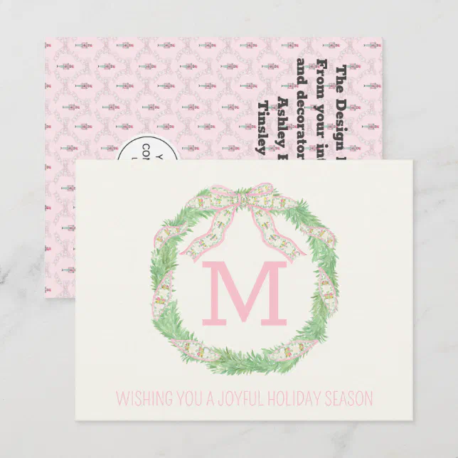 Nutcracker Corporate Coquette Christmas wreath Note Card | Zazzle