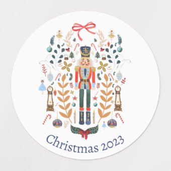 Nutcracker Design Christmas Stickers Labels | Zazzle