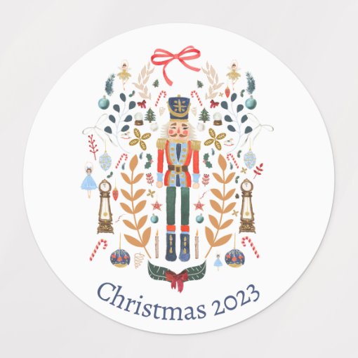 Nutcracker Design Christmas Stickers Labels | Zazzle