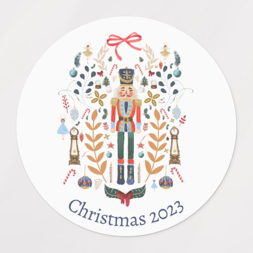Nutcracker Design Christmas Stickers Labels | Zazzle