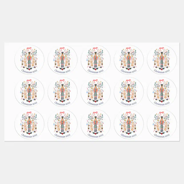 Nutcracker Design Christmas Stickers Labels | Zazzle
