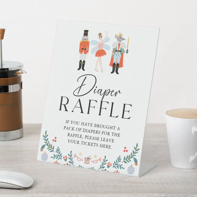 Nutcracker Diaper Raffle Christmas Baby Shower Pedestal Sign | Zazzle