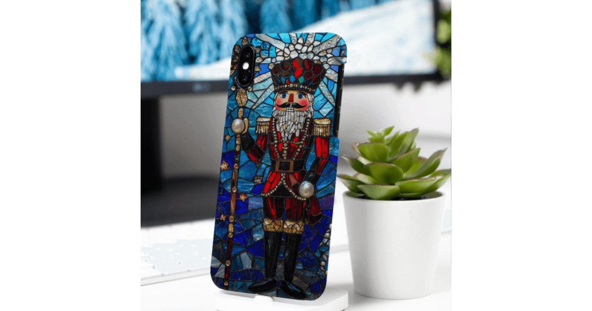 Nutcracker Faux Stained Glass Design iPhone Case | Zazzle