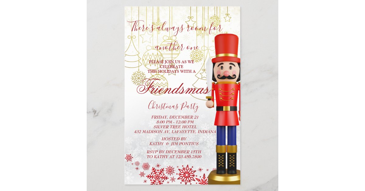 Nutcracker Friendsmas Christmas Party Invitation Flyer | Zazzle