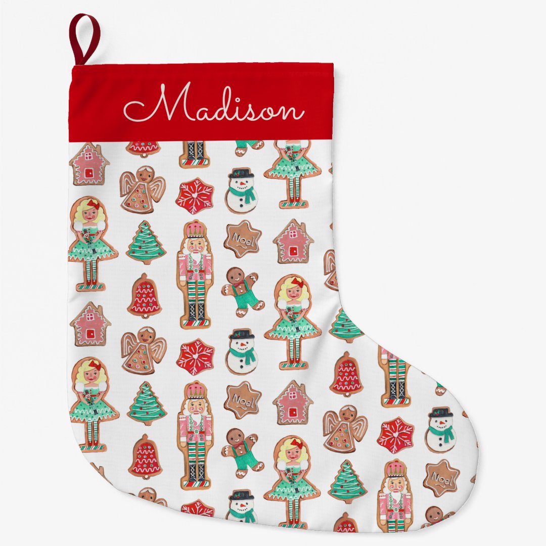 Nutcracker gingerbread man holiday Cookies Large Christmas Stocking ...