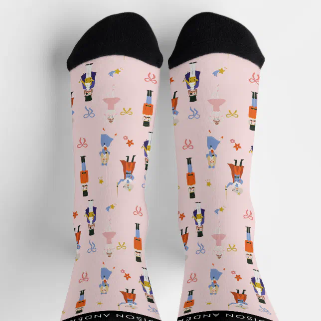Nutcracker Pattern Pink Christmas Holiday Socks | Zazzle