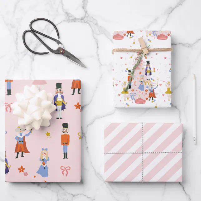 Nutcracker Pink Christmas Holiday Wrapping Paper Sheets | Zazzle