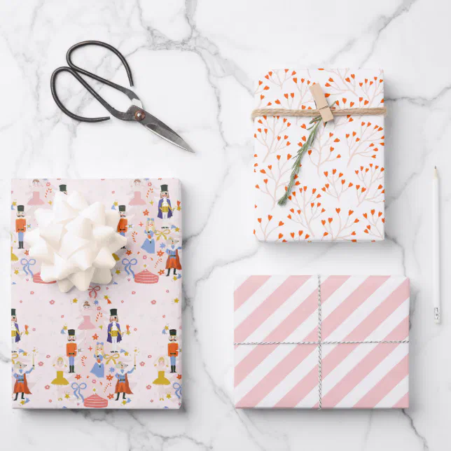 Nutcracker Pink Christmas Tree Holiday Wrapping Paper Sheets | Zazzle