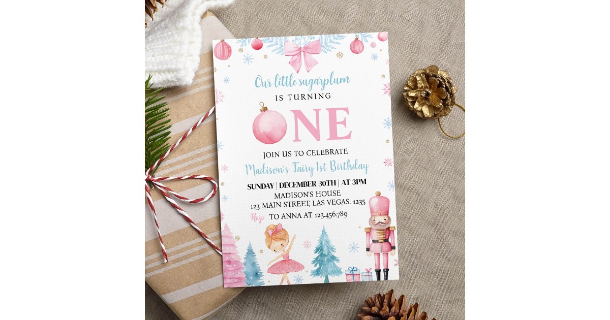 Nutcracker Pink Fairy Birthday Party Invitation | Zazzle