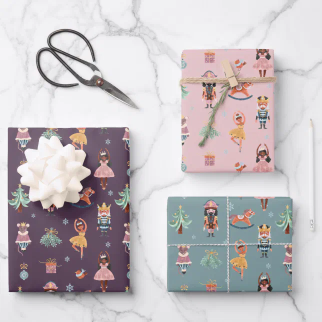 Nutcracker Purple Pink Blue Wrapping Paper | Zazzle