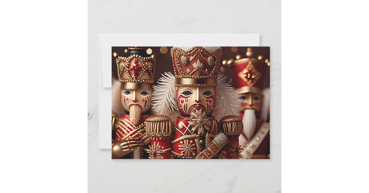 Nutcracker with Golden Crown Holiday Card | Zazzle