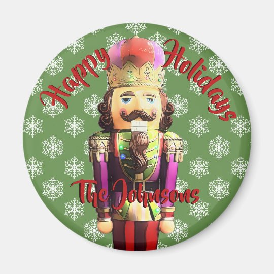 Nutcracker with Snowflakes Custom Name Magnet | Zazzle.com