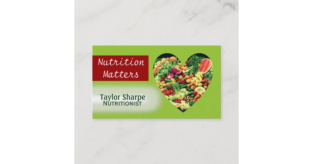 Nutrition Health Foods Business Card | Zazzle