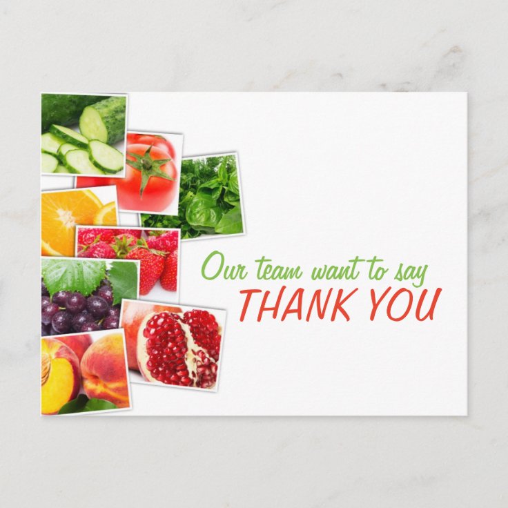 Nutrition Team Thank You Feedback Postcard | Zazzle