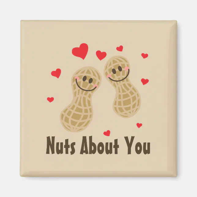 Nuts About You Cute Peanuts Food Pun Humor Cartoon Magnet | Zazzle