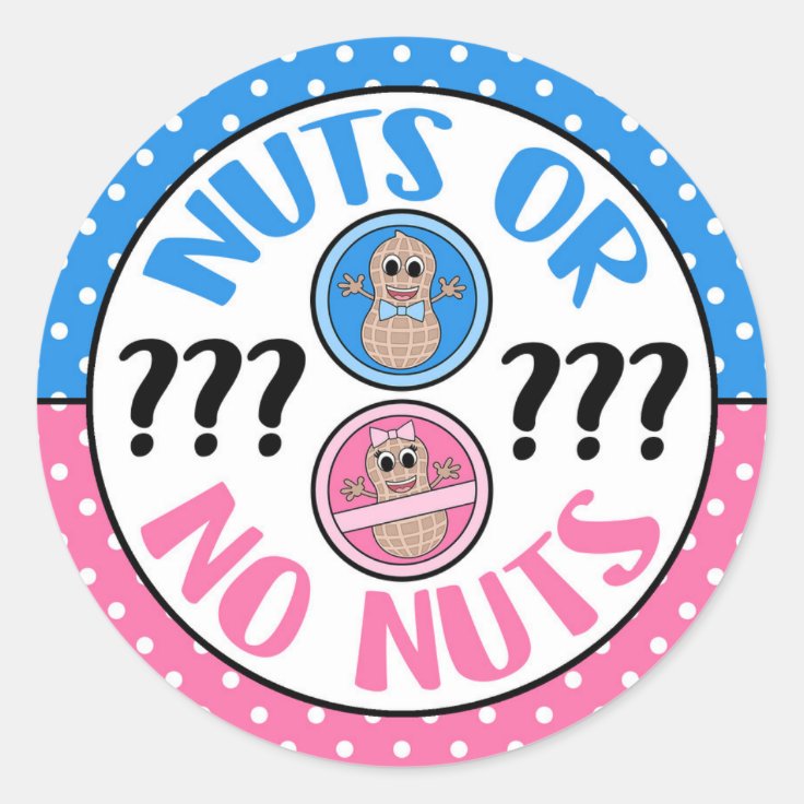 Nuts or No Nuts themed gender reveal stickers | Zazzle