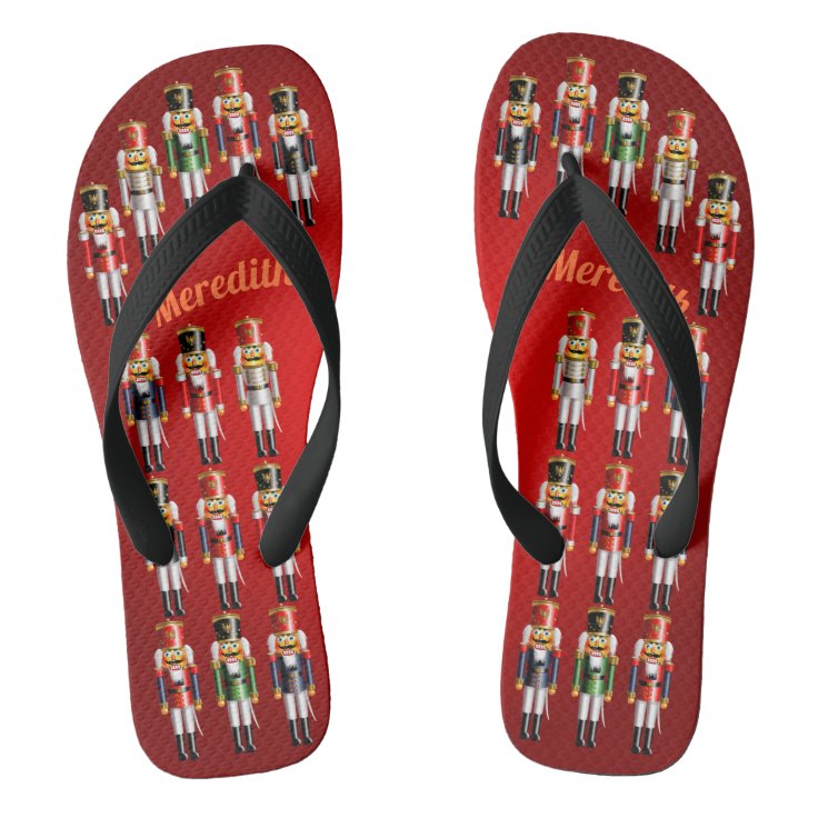 Nutty Nutcracker Toy Soldiers Army Flip Flops | Zazzle