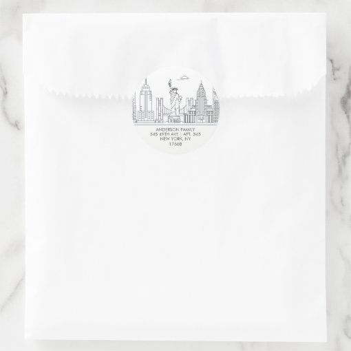 NY CITY APARTMENT | New Home Address Label Sticker | Zazzle