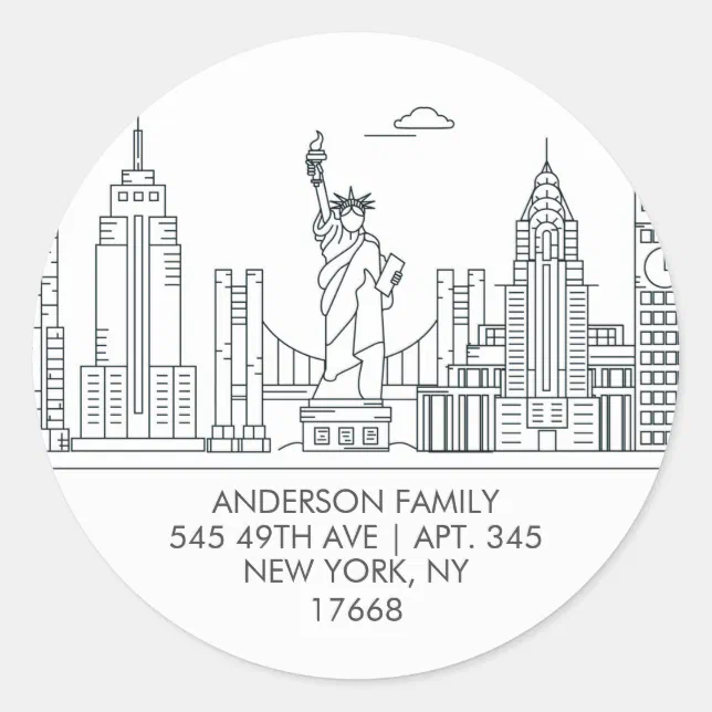 NY CITY APARTMENT | New Home Address Label Sticker | Zazzle