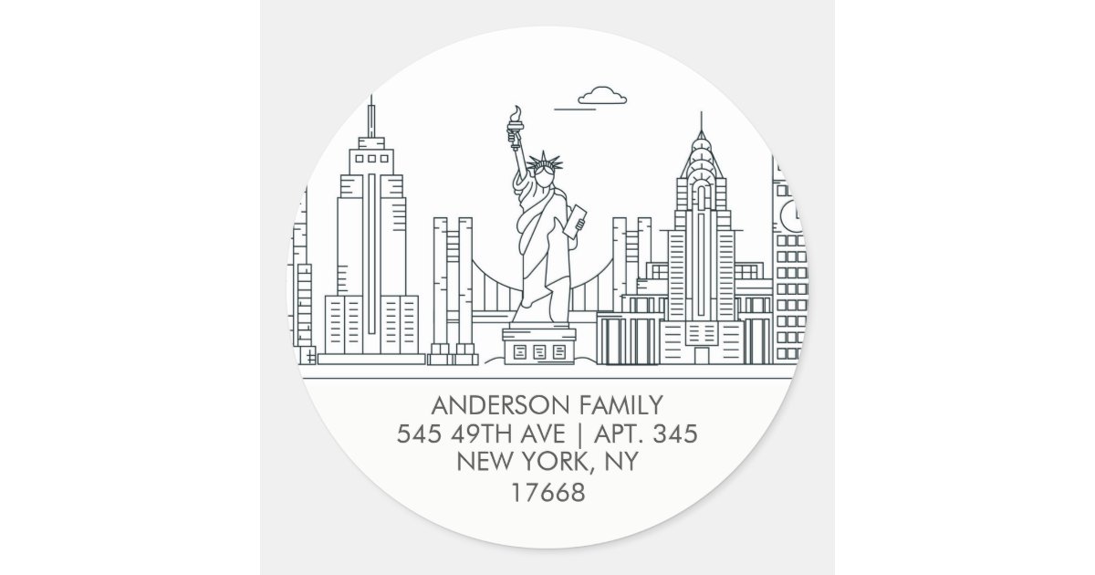 NY CITY APARTMENT | New Home Address Label Sticker | Zazzle