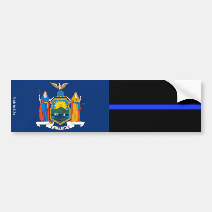 NY & Police Thin Blue Line Flag Bumper Sticker | Zazzle