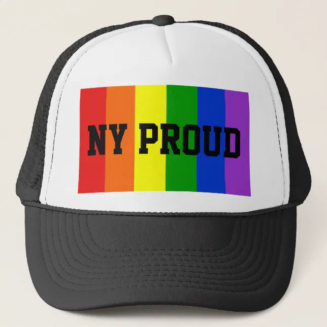 NY Proud Gay Rainbow Flag Ball Cap | Zazzle