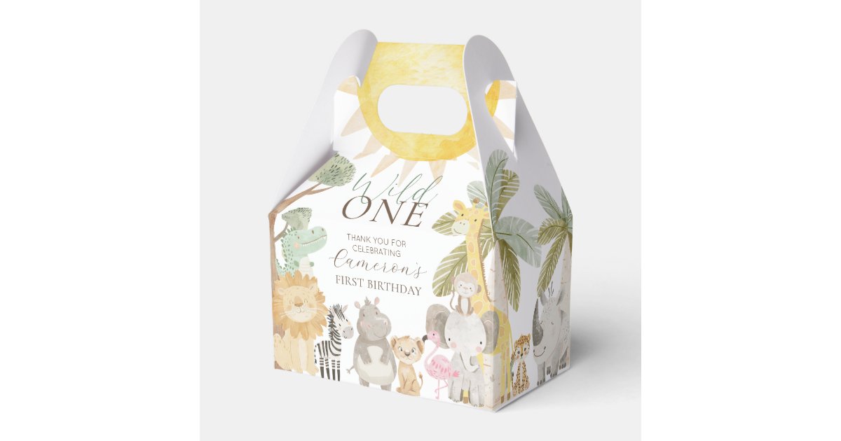 Nyala Safari Animals First Birthday Favor Boxes | Zazzle