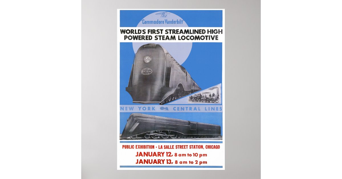 NYC Commodore Vanderbilt Locomotive Poster | Zazzle
