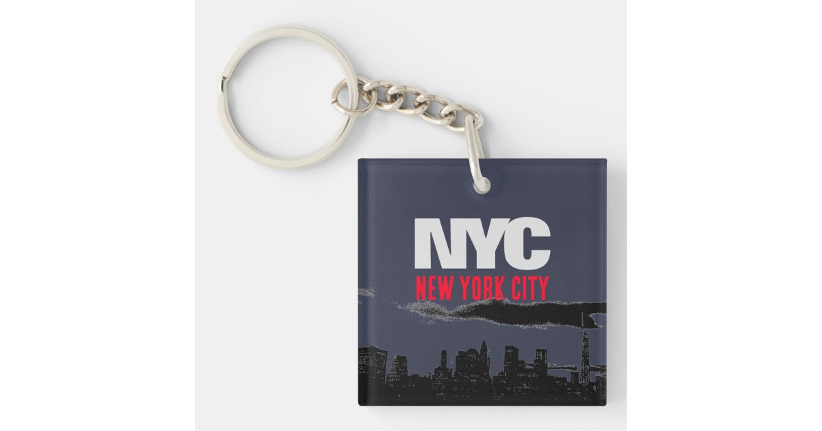 NYC New York City USA Retro Vintage Navy Blue Keychain | Zazzle