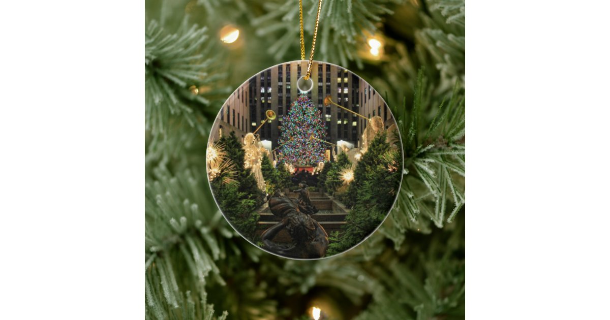 NYC Rockefeller Center Christmas Tree, Angels Ceramic Ornament | Zazzle
