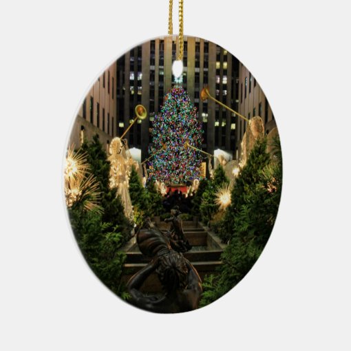 NYC Rockefeller Center Christmas Tree, Angels Ceramic Ornament | Zazzle