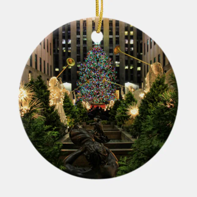 NYC Rockefeller Center Christmas Tree, Angels Ceramic Ornament | Zazzle