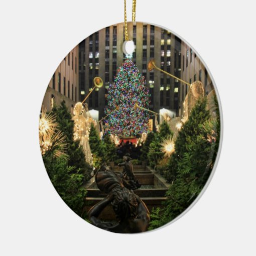 NYC Rockefeller Center Christmas Tree, Angels Ceramic Ornament | Zazzle