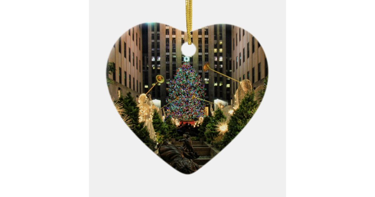 NYC Rockefeller Center Christmas Tree, Angels H Ceramic Ornament | Zazzle
