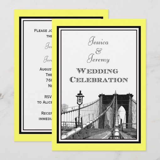 NYC Skyline Brooklyn Bridge #1 Etched Wedding Invitation | Zazzle