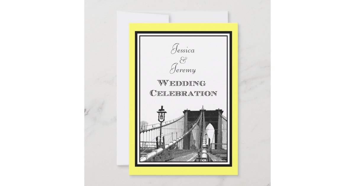 NYC Skyline Brooklyn Bridge #1 Etched Wedding Invitation | Zazzle