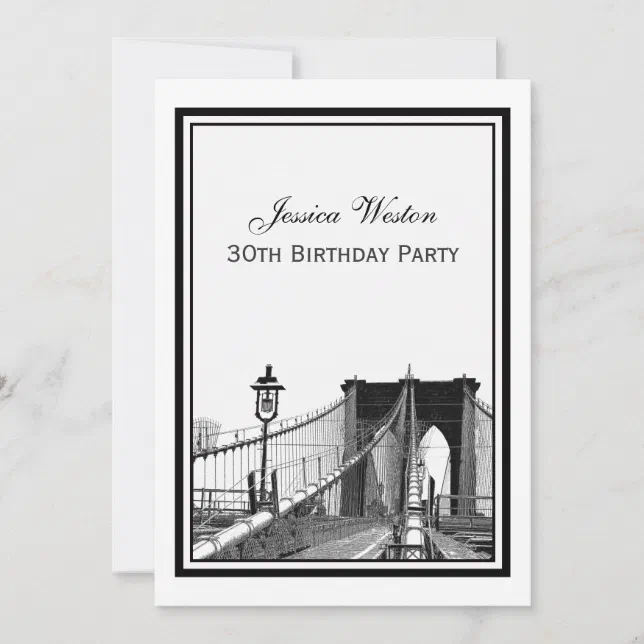 NYC Skyline Brooklyn Bridge #2 Birthday Party Invitation | Zazzle