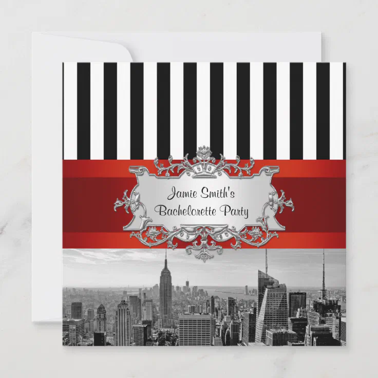 NYC Skyline BW B2 Bachelorette Party Invitation | Zazzle