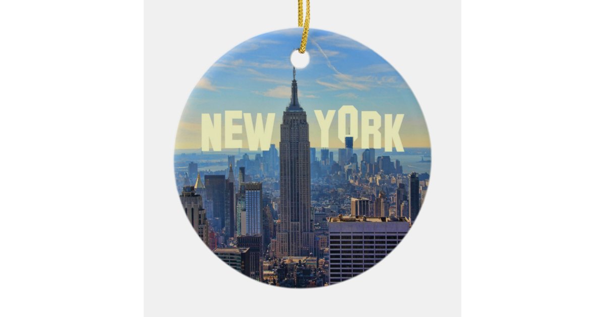 NYC Skyline Emp St Building, World Trade 2C Ceramic Ornament | Zazzle
