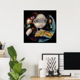 Nymph with a Cuttlefish ART PRINT mermaid fantasy | Zazzle