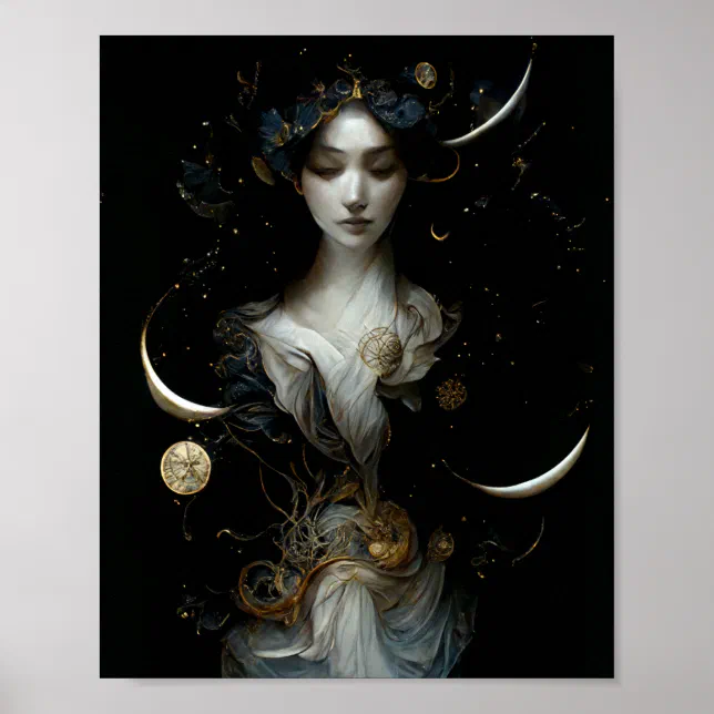 Nyx, Goddess of Night Surreal Fantasy Art Poster | Zazzle