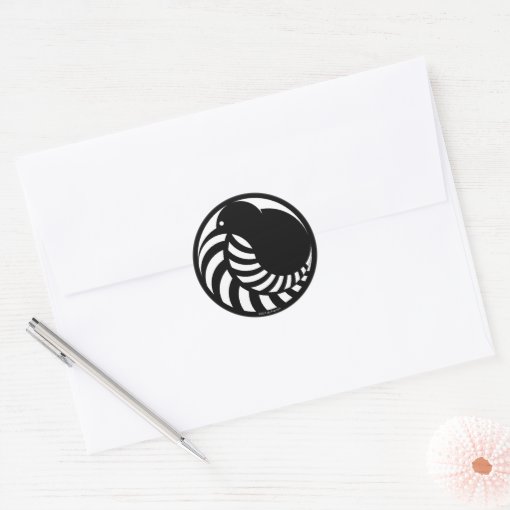 NZ Kiwi / Silver Fern Emblem Classic Round Sticker | Zazzle