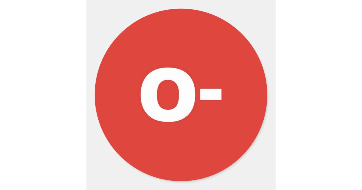 O- Blood Type / Group Rh (Rhesus) Negative Classic Round Sticker | Zazzle