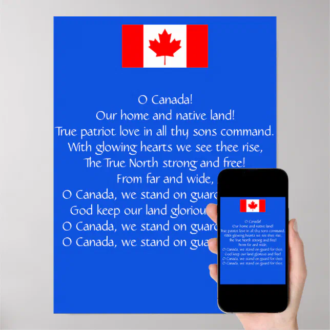 O Canada National Anthem Poster | Zazzle
