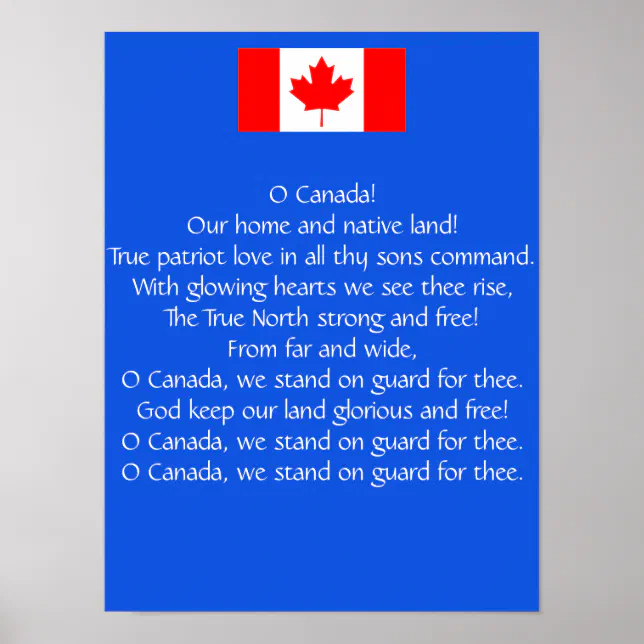 O Canada National Anthem Poster | Zazzle