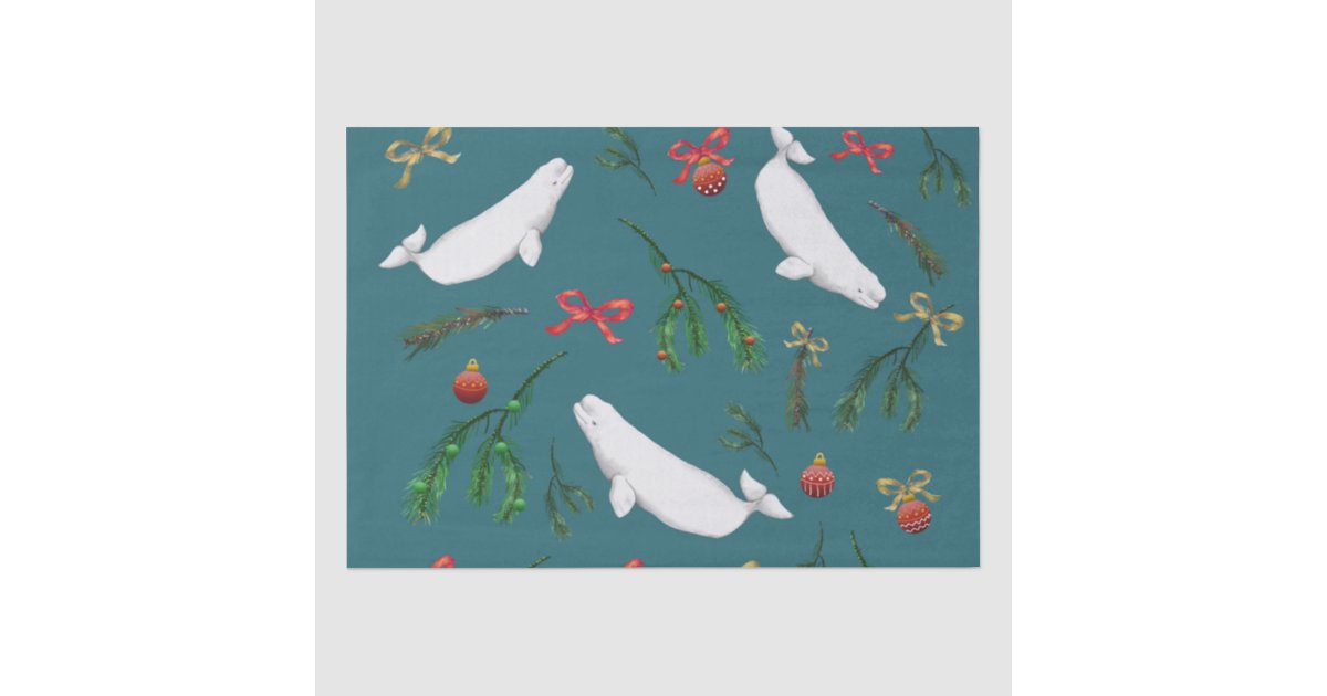 O Christmas Beluga Whale Illustration Pattern Tissue Paper | Zazzle