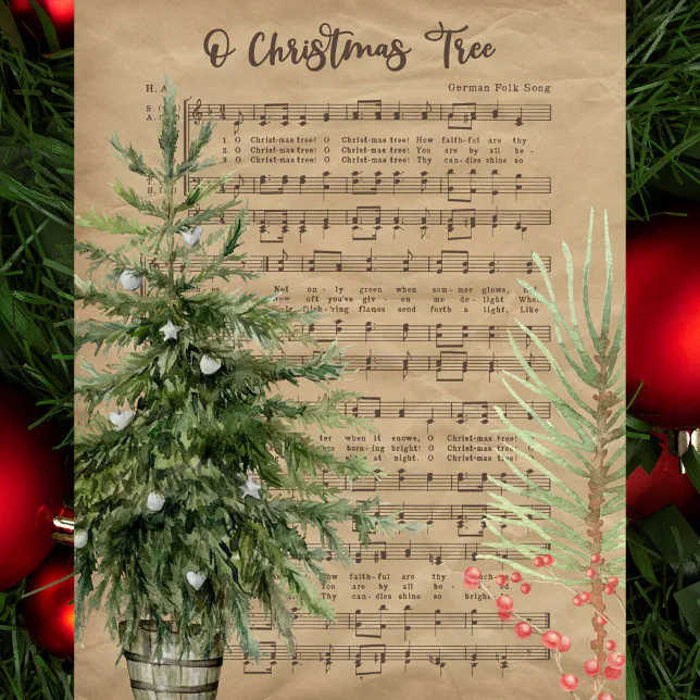 O Christmas Tree Sheet Music Tissue Paper | Zazzle