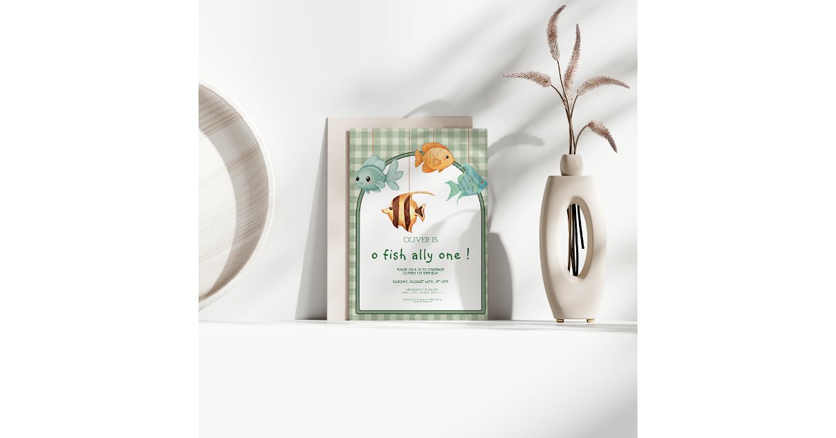 o fish ally one boy 1st birthday invitation | Zazzle