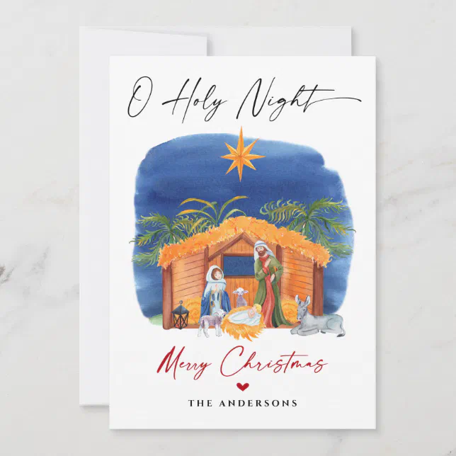O Holy Night Christmas Nativity Scene Photo Card | Zazzle