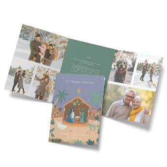 O' Holy Night Nativity Scene Christmas Tri-Fold Holiday Card | Zazzle